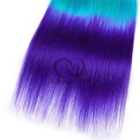 China Straight Remy Human Hair Bundles 14-28 Inch T1B Light Blue Blue Brazilian Weave 3 Bundles for sale