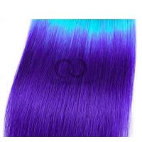China Straight Remy Human Hair Bundles 14-28 Inch T1B Light Blue Blue Brazilian Weave 3 Bundles for sale