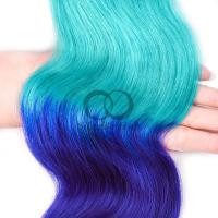 China Remy Human Hair Body Wave Bundles #T1B Light Blue Blue 3 Bundles 14-28 Inch Sew In Weave for sale
