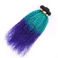 China T1B Light Blue Kinky Curly Remy Human Hair Bundles 14-28 Inch Brazilian Weave for sale