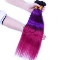 China Straight Remy Human Hair Bundles #T1B Purple Rose Red 14-28 Inch Brazilian Weave for sale