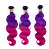 China T1B Purple Rose Red Body Wave Remy Human Hair Bundles 14 28 Inch Brazilian Sew In Weave for sale
