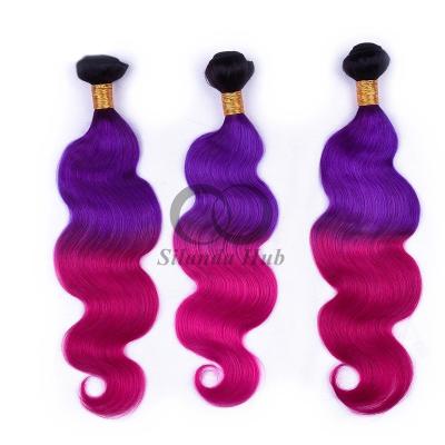 China T1B Purple Rose Red Body Wave Remy Human Hair Bundles 14 28 Inch Brazilian Sew In Weave for sale