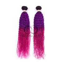 China T1B Purple Rose Red Kinky Curly Remy Human Hair Bundles 14-28 Inch Brazilian Weave for sale