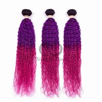 China T1B Purple Rose Red Kinky Curly Remy Human Hair Bundles 14-28 Inch Brazilian Weave for sale