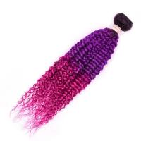 China T1B Purple Rose Red Kinky Curly Remy Human Hair Bundles 14-28 Inch Brazilian Weave for sale