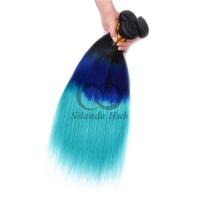 China Straight Remy Human Hair Bundles Sew In Weave Brazilian #T1B Blue Light Blue 14-28 Inch 3 Bundles for sale