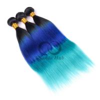 China Straight Remy Human Hair Bundles Sew In Weave Brazilian #T1B Blue Light Blue 14-28 Inch 3 Bundles for sale