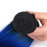 China Straight Remy Human Hair Bundles Sew In Weave Brazilian #T1B Blue Light Blue 14-28 Inch 3 Bundles for sale