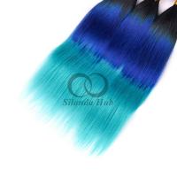 China Straight Remy Human Hair Bundles Sew In Weave Brazilian #T1B Blue Light Blue 14-28 Inch 3 Bundles for sale