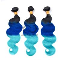 China T1B Blue Light Blue Body Wave Remy Human Hair Bundles 14-28 Inch Sew In Weave Brazilian Bundle Deals for sale