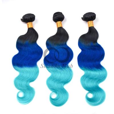 China T1B Blue Light Blue Body Wave Remy Human Hair Bundles 14-28 Inch Sew In Weave Brazilian Bundle Deals for sale