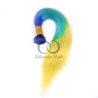 China Straight Remy Human Hair Bundles 14-28 Inch Blue Light Blue Yellow Brazilian Weave 3 Bundles for sale