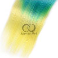 China Straight Remy Human Hair Bundles 14-28 Inch Blue Light Blue Yellow Brazilian Weave 3 Bundles for sale