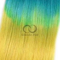 China Straight Remy Human Hair Bundles 14-28 Inch Blue Light Blue Yellow Brazilian Weave 3 Bundles for sale
