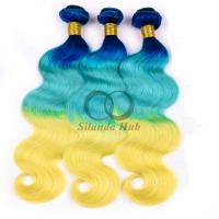 China Blue Light Blue Yellow Body Wave Remy Human Hair Bundles 14 28 Inch Brazilian Sew In Weave for sale