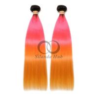 China Straight Remy Human Hair Bundles #T1B Pink Orange Brazilian Weave 14-28 Inch for sale