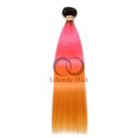 China Straight Remy Human Hair Bundles #T1B Pink Orange Brazilian Weave 14-28 Inch for sale