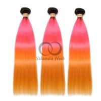 China Straight Remy Human Hair Bundles #T1B Pink Orange Brazilian Weave 14-28 Inch for sale