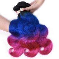 China Remy Human Hair Body Wave Bundles #T1B Blue Rose Red 14-28 Inch Double Wefted Sew In Weave for sale