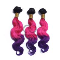 China T1B Pink Purple Body Wave Remy Human Hair Bundles 14-28 Inch Brazilian Weave for sale