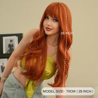 China Fashion Long Body Wave Hair Orange Synthetic Wig for Women 28 Inch High Temperature Fiber for sale