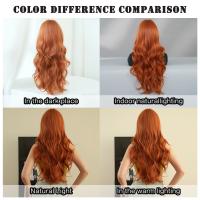 China Fashion Long Body Wave Hair Orange Synthetic Wig for Women 28 Inch High Temperature Fiber for sale