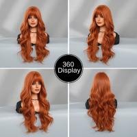 China Fashion Long Body Wave Hair Orange Synthetic Wig for Women 28 Inch High Temperature Fiber for sale