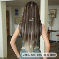 China 32 Inch Long Straight Synthetic Wig Brown Blonde Highlighted Heat Resistant Fiber for Women for sale