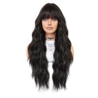 China Natural Black Long Body Wave Synthetic Wig 30 Inch High Temperature Fiber Machine Made for sale