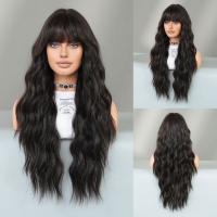 China Natural Black Long Body Wave Synthetic Wig 30 Inch High Temperature Fiber Machine Made for sale