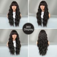 China Natural Black Long Body Wave Synthetic Wig 30 Inch High Temperature Fiber Machine Made for sale