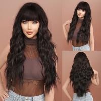 China Natural Black Long Body Wave Synthetic Wig 30 Inch High Temperature Fiber Machine Made for sale