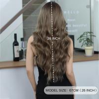 China Fashion Long Body Wave Synthetic Wig 26 Inch Brown Blonde Dark Root for Women for sale
