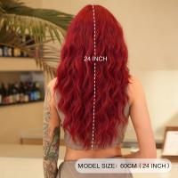 China Fashion Long Body Wave Red Synthetic Wig for Women 24 Inch High Temperature Fiber for sale