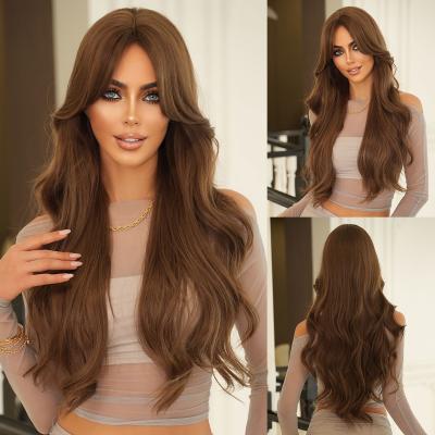 China Light Brown Body Wave Synthetic Wig for Women 31 Inch Long Machine Made for sale