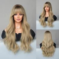 China Fashion Long Body Wave Dark Root Blonde Synthetic Wig 26 Inch for Women for sale