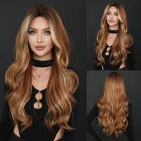 China Fashion Long Body Wave Highlighted Blonde Synthetic Wig 28 Inch for Women for sale