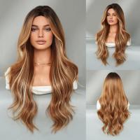 China Fashion Long Body Wave Highlighted Blonde Synthetic Wig 28 Inch for Women for sale