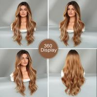 China Fashion Long Body Wave Highlighted Blonde Synthetic Wig 28 Inch for Women for sale