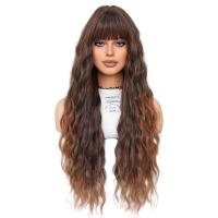 China Fashion Long Body Wave Brown Synthetic Wig for Women 30 Inch High Temperature Fiber for sale