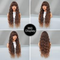 China Fashion Long Body Wave Brown Synthetic Wig for Women 30 Inch High Temperature Fiber for sale