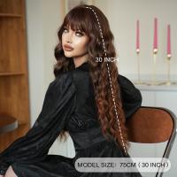 China Fashion Long Body Wave Brown Synthetic Wig for Women 30 Inch High Temperature Fiber for sale