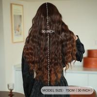 China Fashion Long Body Wave Brown Synthetic Wig for Women 30 Inch High Temperature Fiber for sale