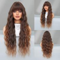 China Fashion Long Body Wave Brown Synthetic Wig for Women 30 Inch High Temperature Fiber for sale