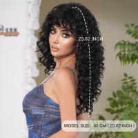 China 23 Inch Deep Curly Synthetic Wig Natural Black High Temperature Fiber Machine Made for sale