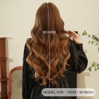 China 30 Inch Long Body Wave Synthetic Wig Brown Blonde Highlighted High Temperature Fiber Women for sale