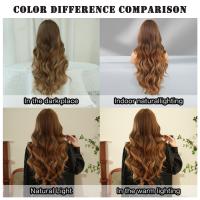 China 30 Inch Long Body Wave Synthetic Wig Brown Blonde Highlighted High Temperature Fiber Women for sale