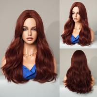 China Fashion Long Body Wave Auburn Synthetic Wig for Women 23 Inch Heat Resistant for sale