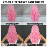 China Fashion Long Body Wave Hair Pink Synthetic Wig 26 Inch High Temperature Fiber for sale